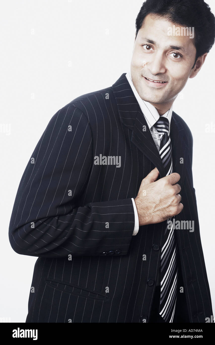 Side profile of a businessman smiling Stock Photo - Alamy