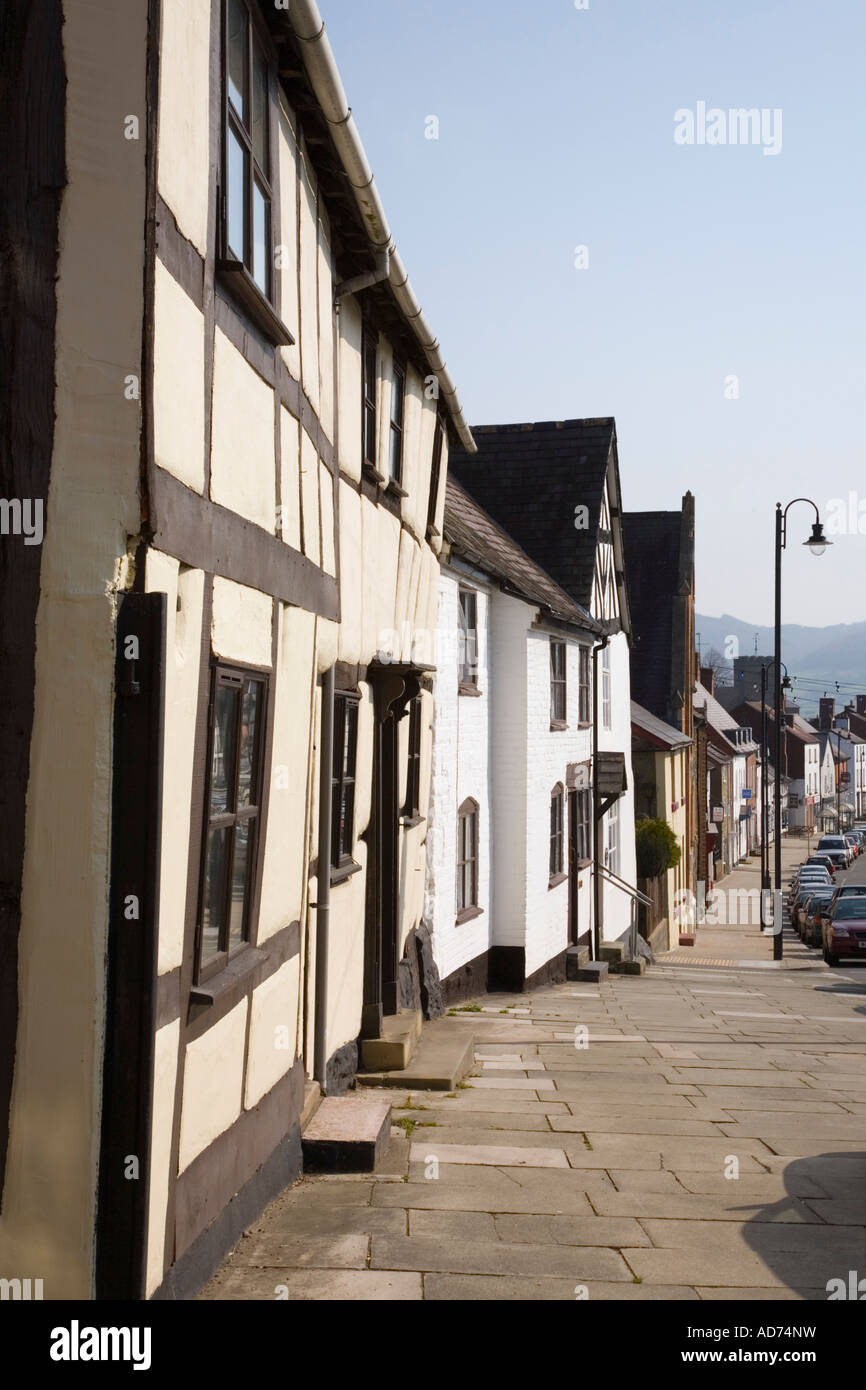 Welshpool Powys Mid Wales View down High Street with traditional old ...
