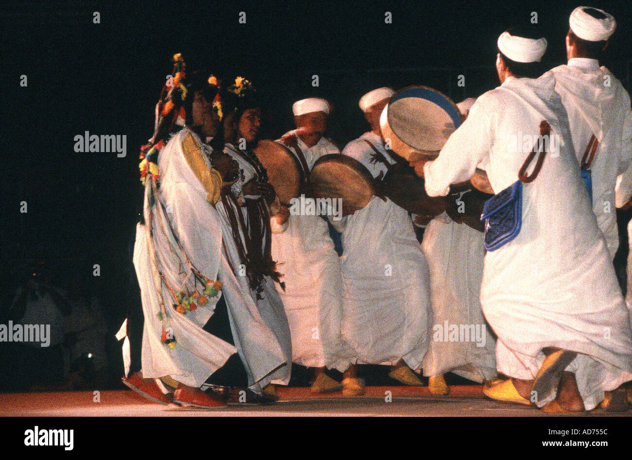 MOROCCO MARRAKECH BERBER MEN AND WOMEN DANCING TRADITIONAL AT A ...