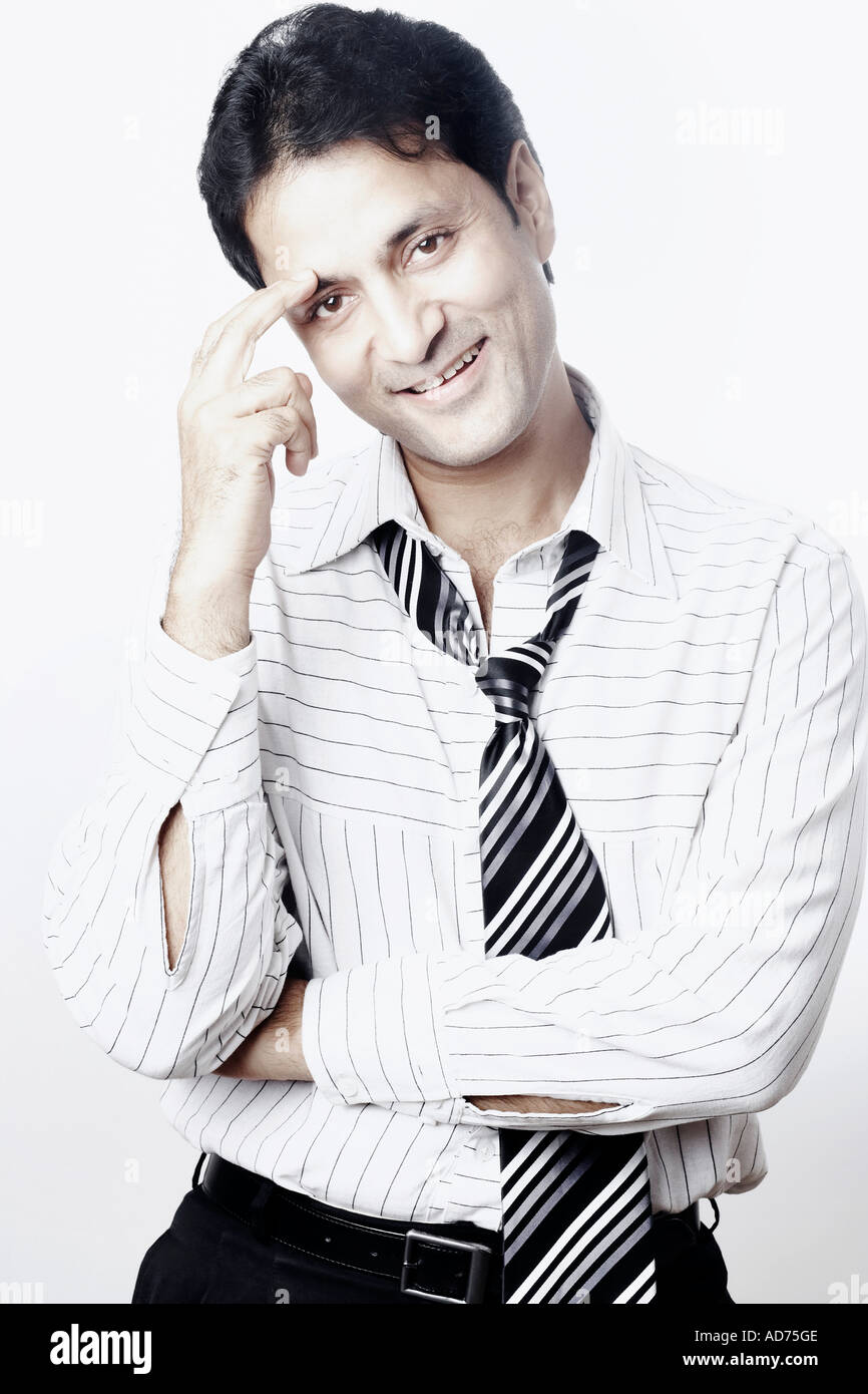 One finger on your forehead hi-res stock photography and images - Alamy