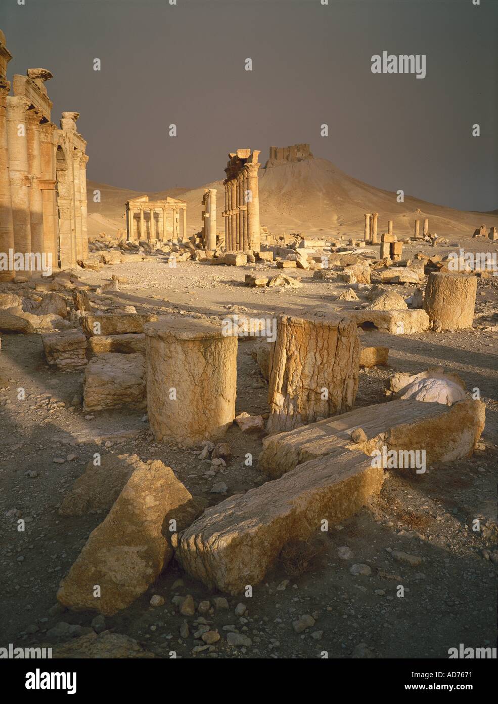 Syria Palmyra Roman ruins at sunrise Stock Photo - Alamy