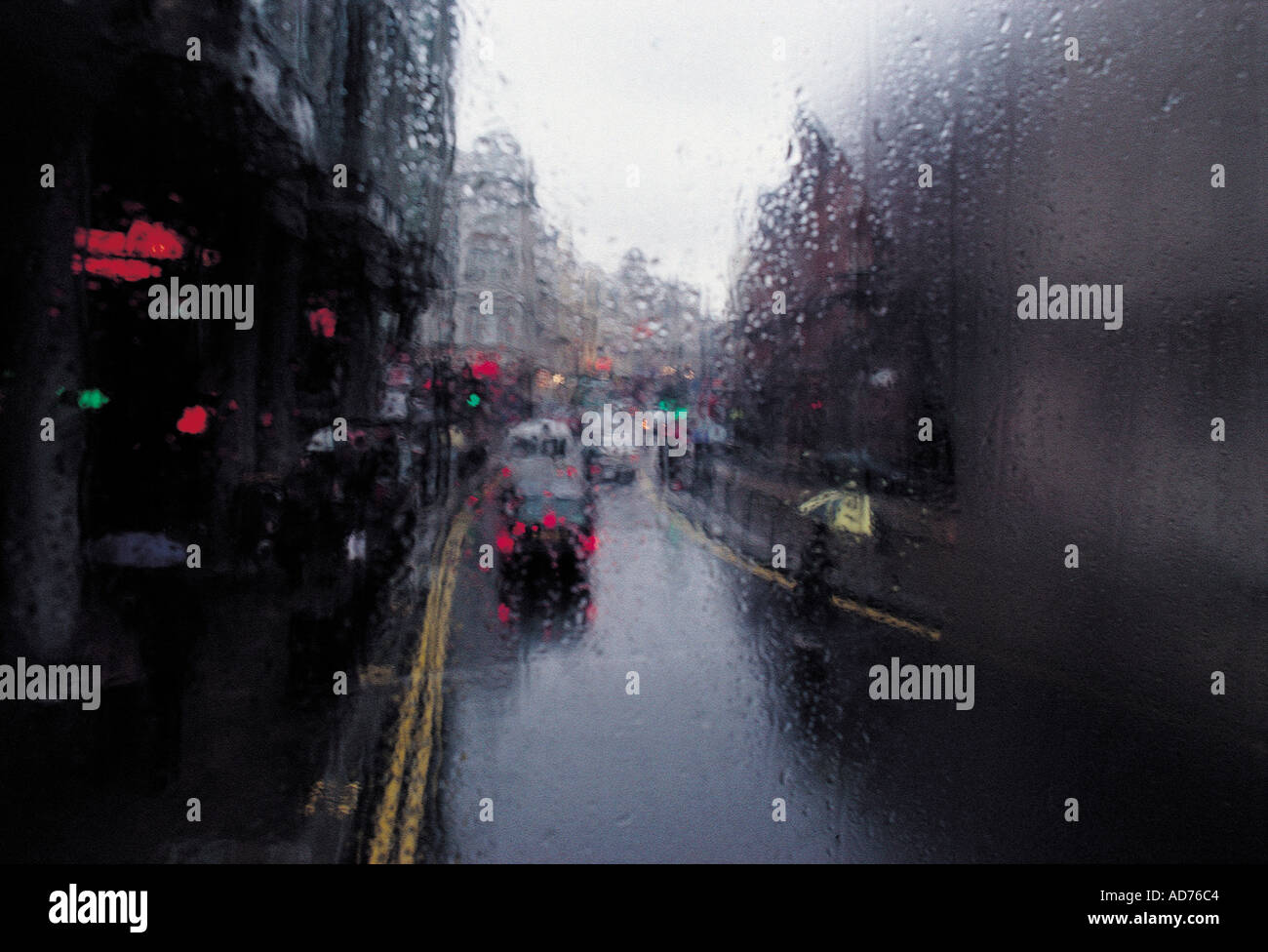 UK London rainy day bus deck Stock Photo - Alamy
