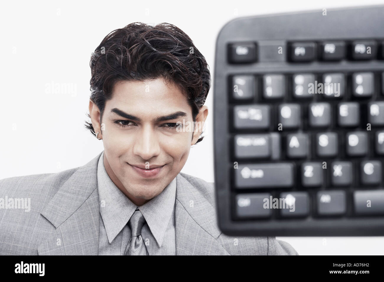 Man behind computer head on keyboard hi-res stock photography and ...