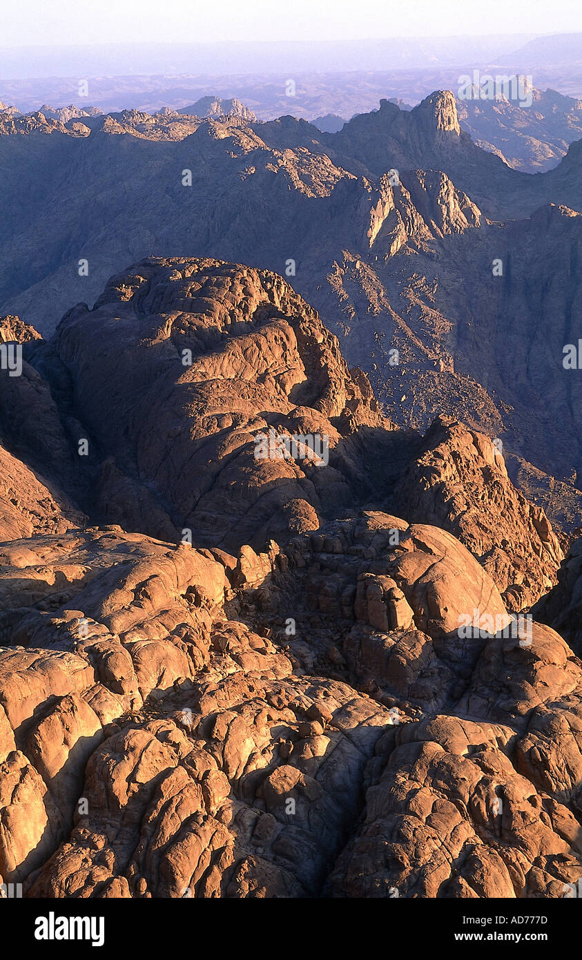 EGYPT SINAI DESERT OVERVIEW ON THE DESERT FROM TOP OF MOUNT MOSHE Stock ...