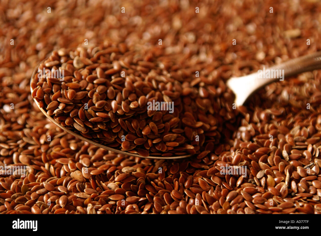 Flax seed with spoon Stock Photo - Alamy
