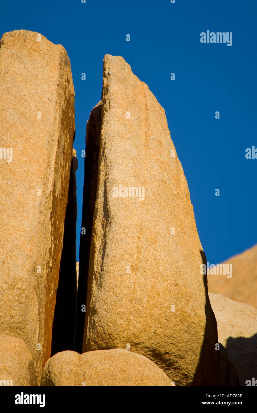Eroded Split rock boulder near Barker Dam Joshua Tree National Park ...