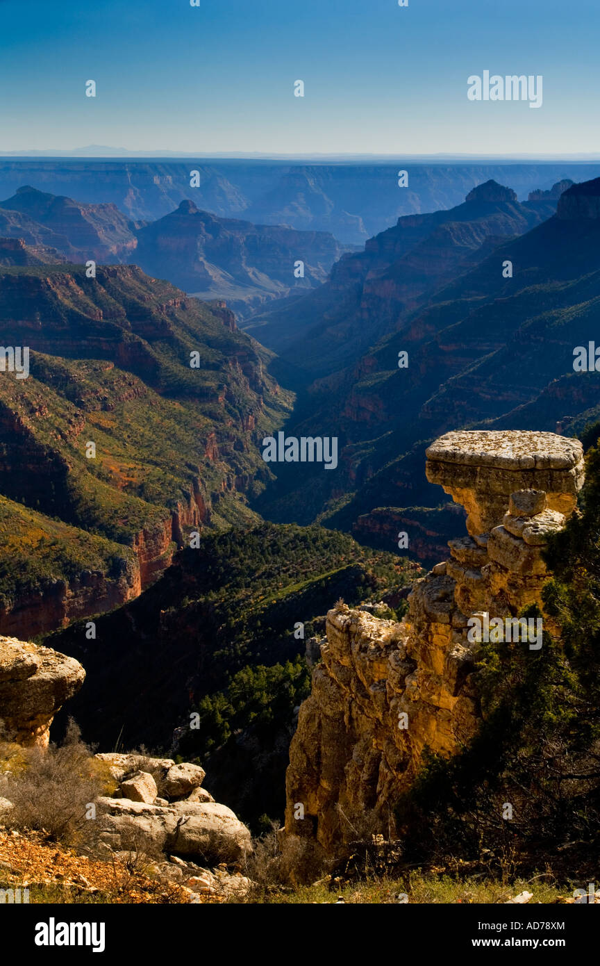 Eroded rock formations along edge of the canyon near The Dragon North ...