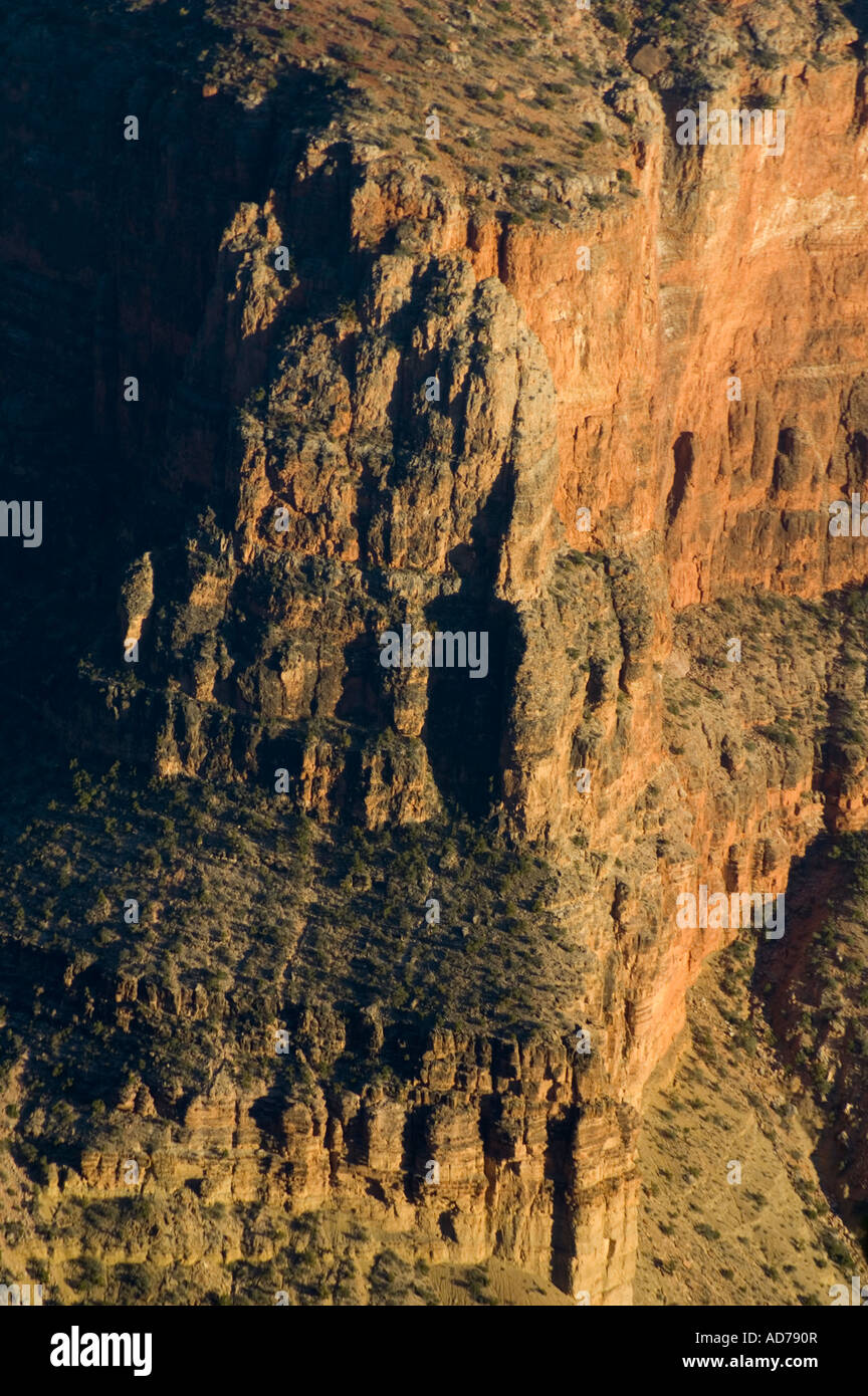 Sunset light on eroded cliffs along the North Rim Grand Canyon National ...