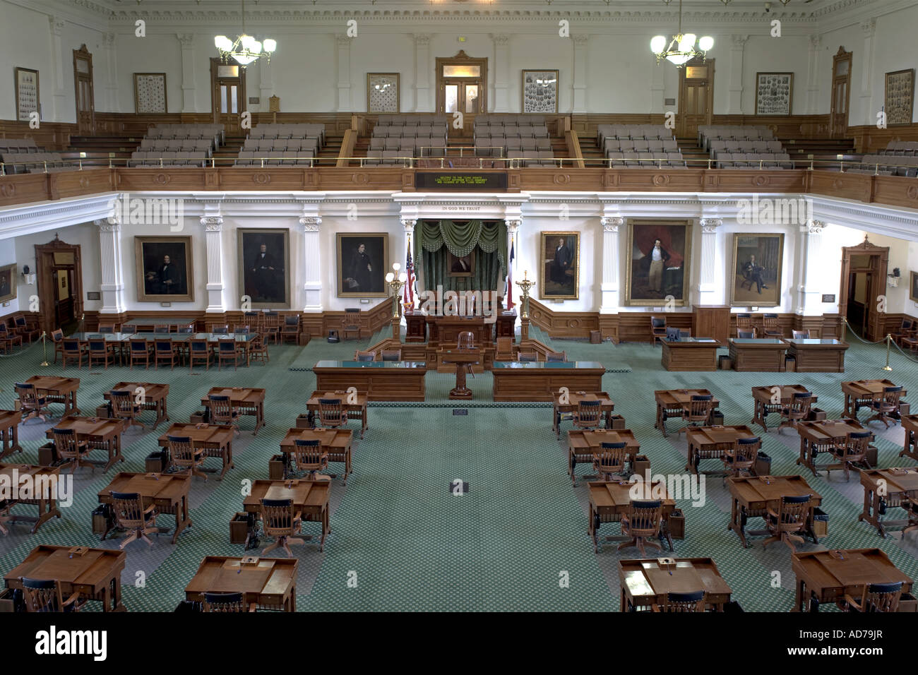 Texas State Senate Chambers in Capital Building Austin Texas. Desks and ...
