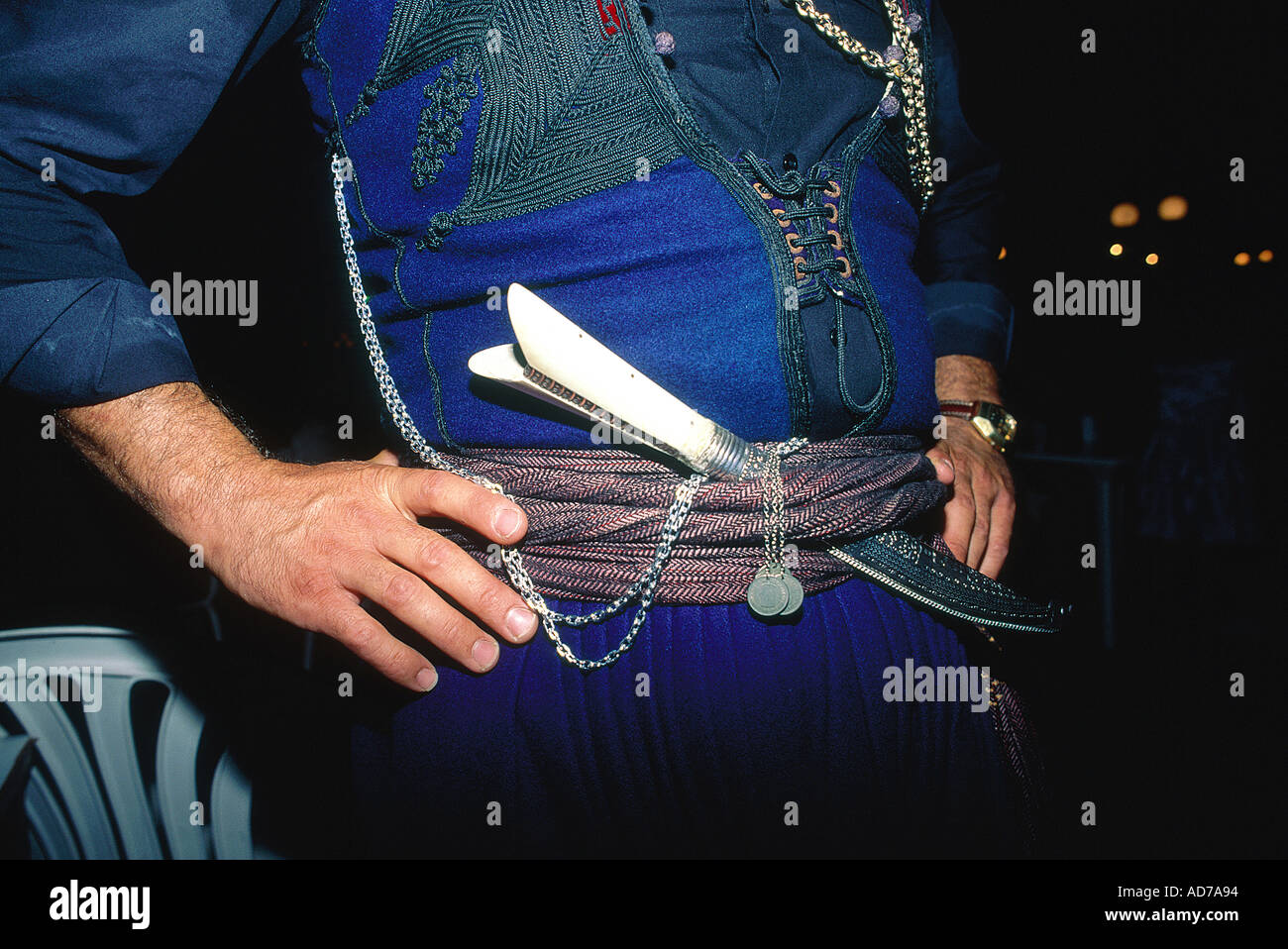 GREECE CRETE TYPICAL CRETAN MAN DRESS WEARING THE CRETAN KNIFE AT WAIST ...