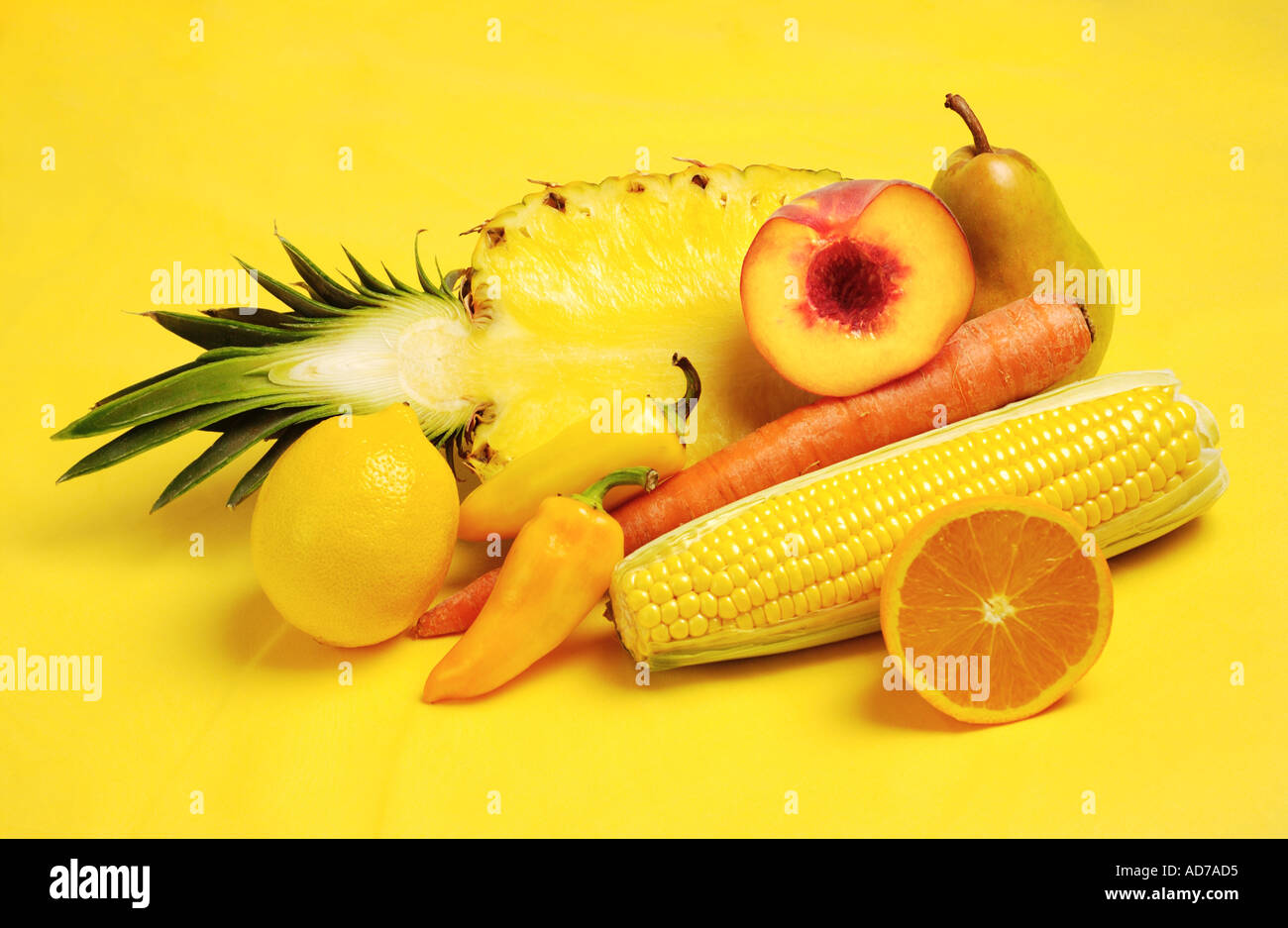 yellow and orange fruits and vegetables Stock Photo - Alamy