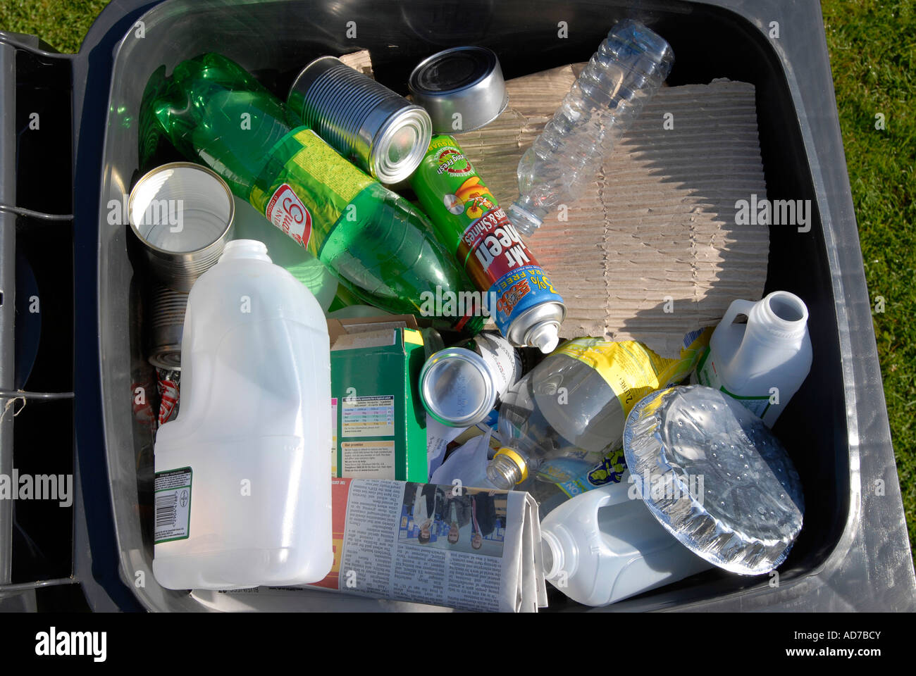 Waste materials for recycling in a local authority recycling bin Stock ...
