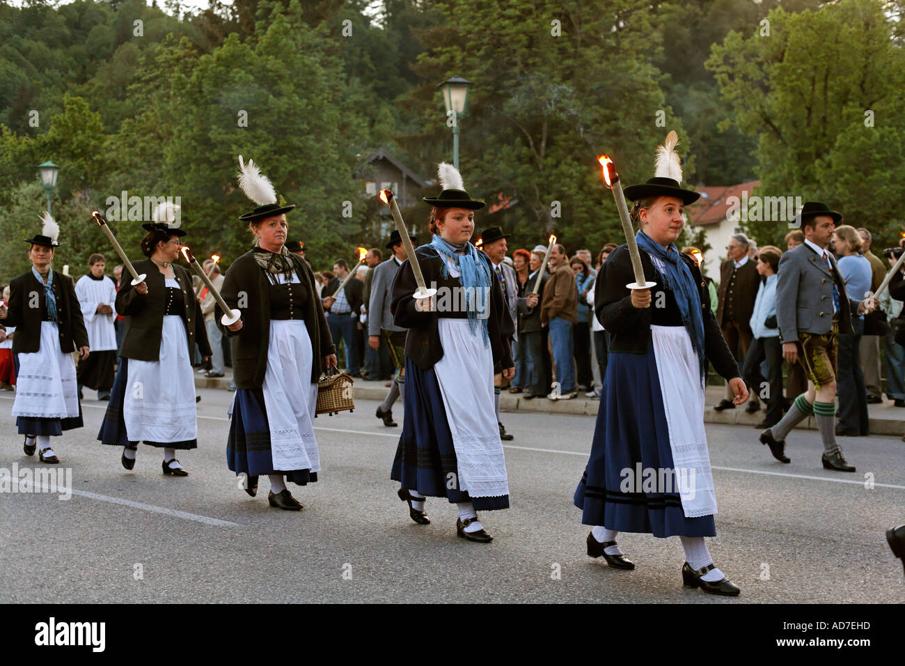 traditional procession with torches at night in Wolfratshausen Upper ...