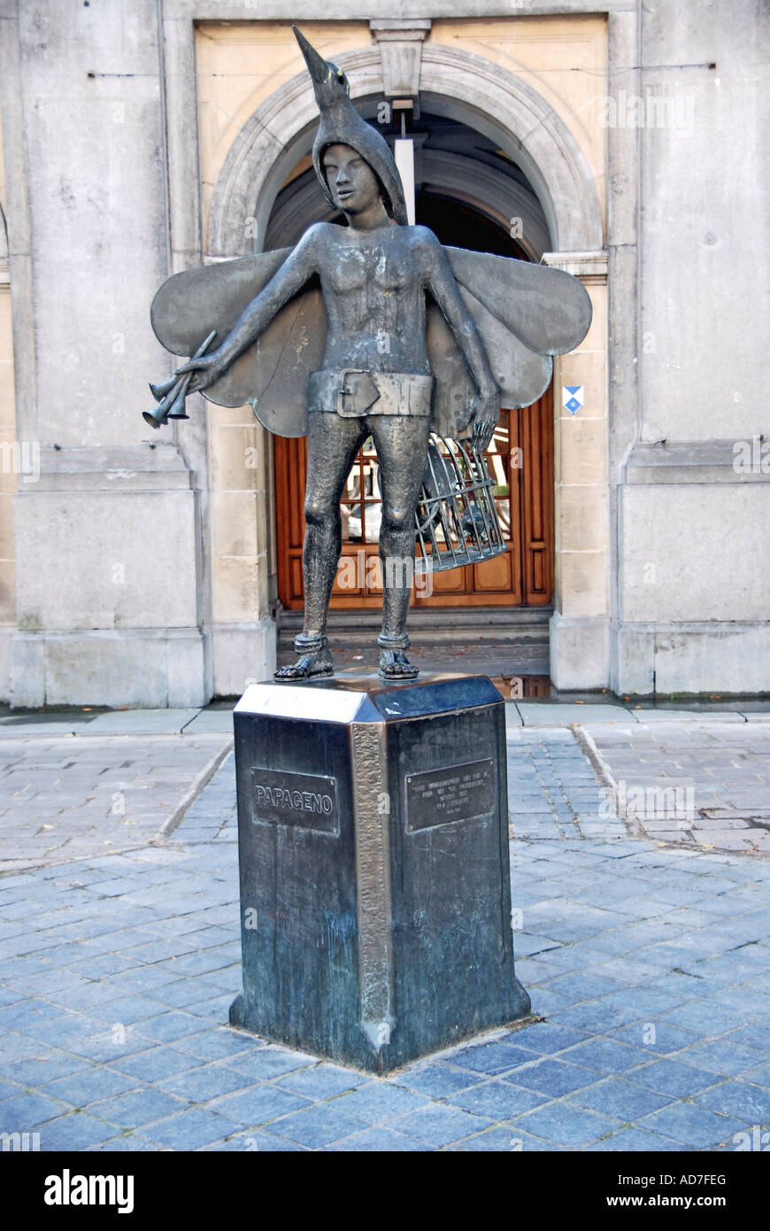 Statue of Papageno in Bruges Stock Photo - Alamy