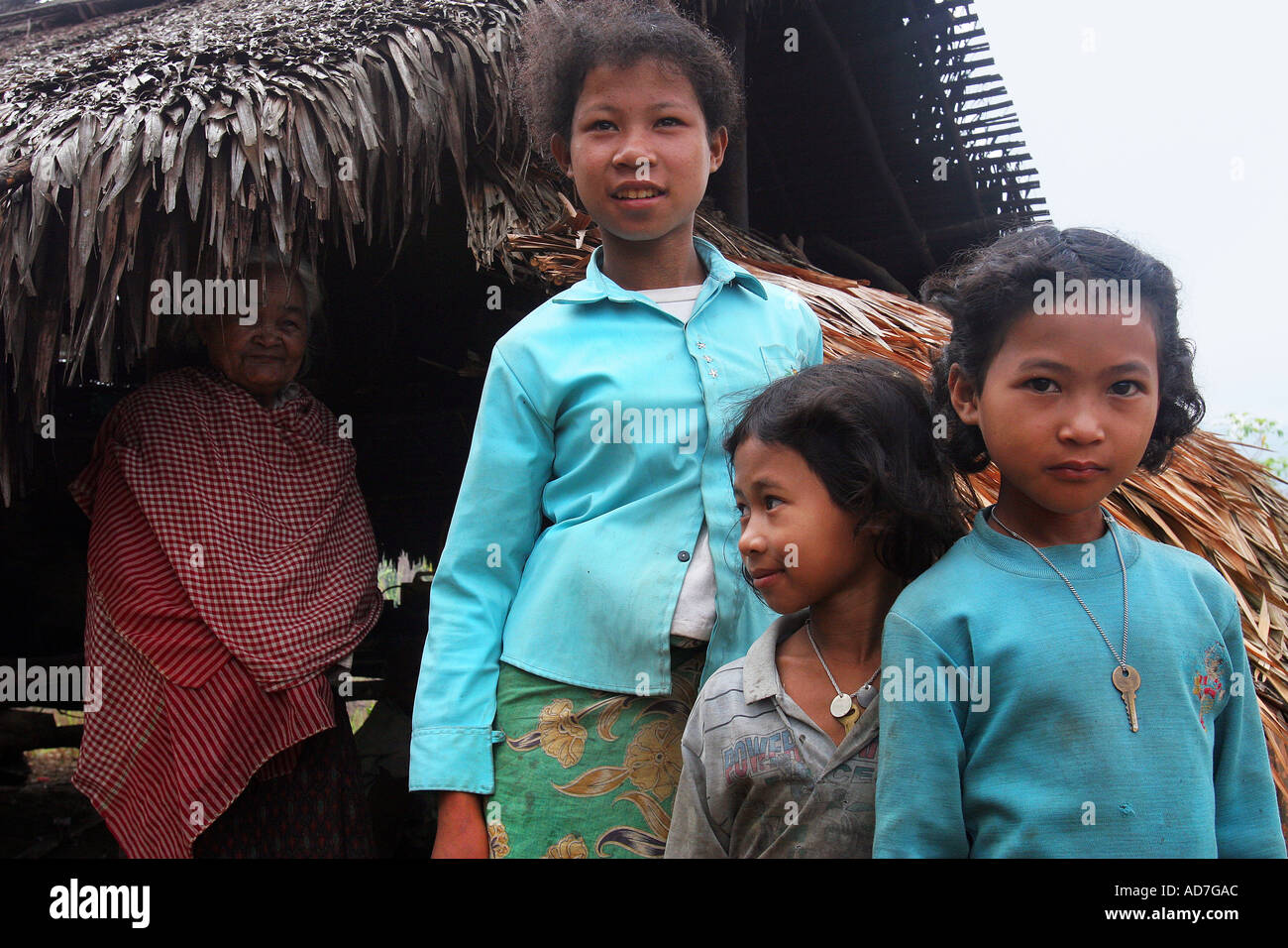 Indigenous Samre children and an old woman in their village deep within ...