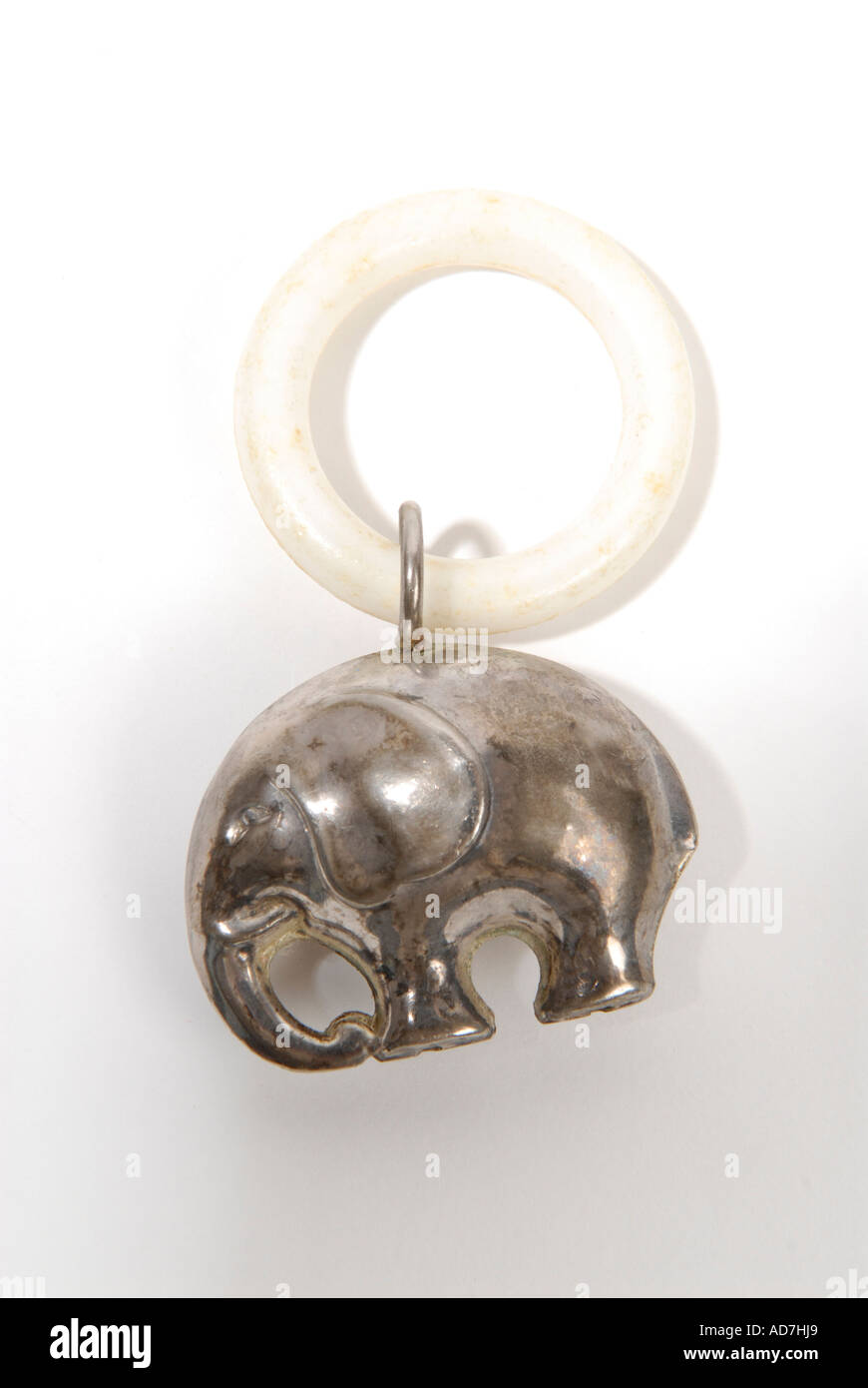 old silver teething ring Stock Photo - Alamy