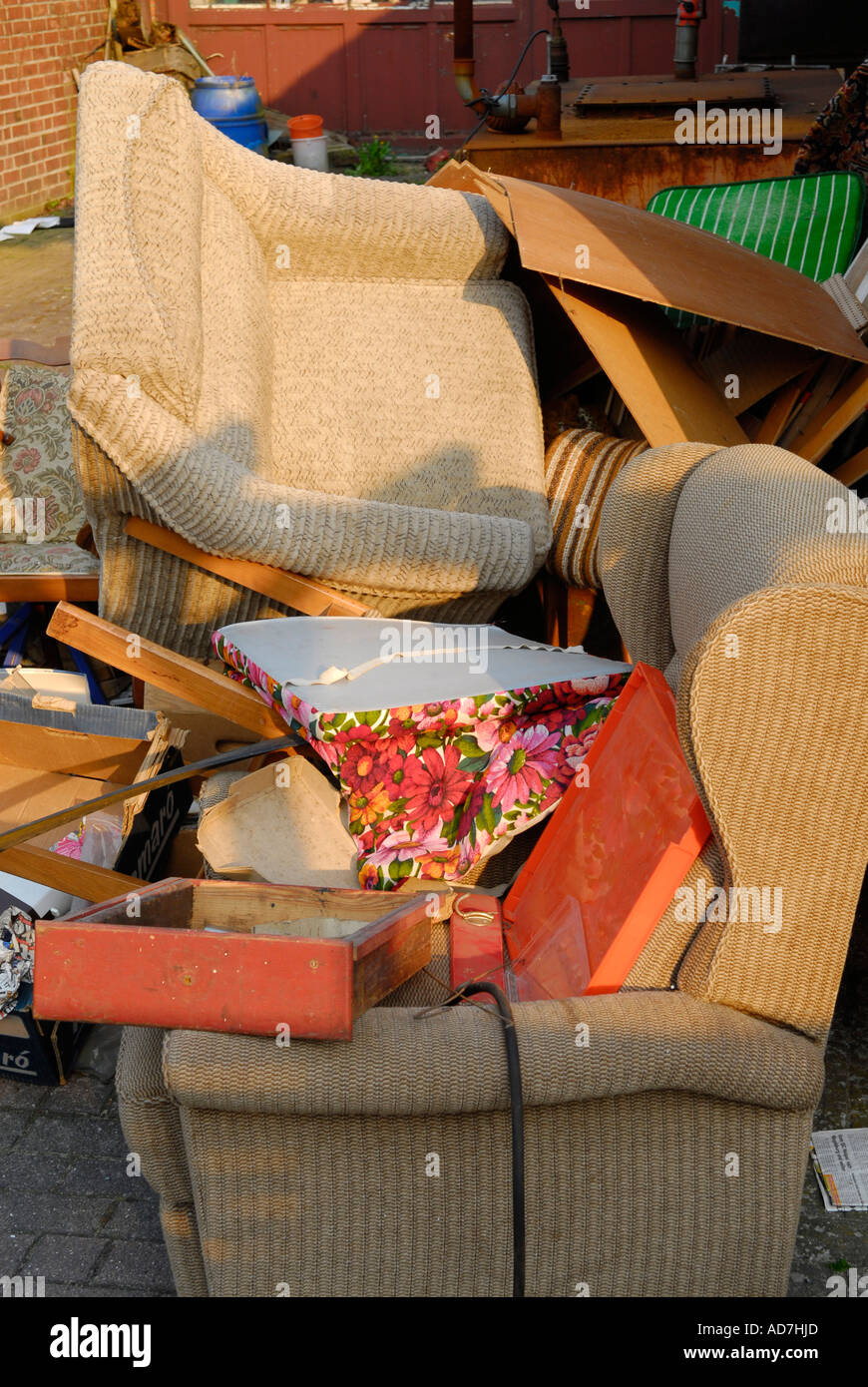 old arm chairs with bulk rubbish Stock Photo - Alamy