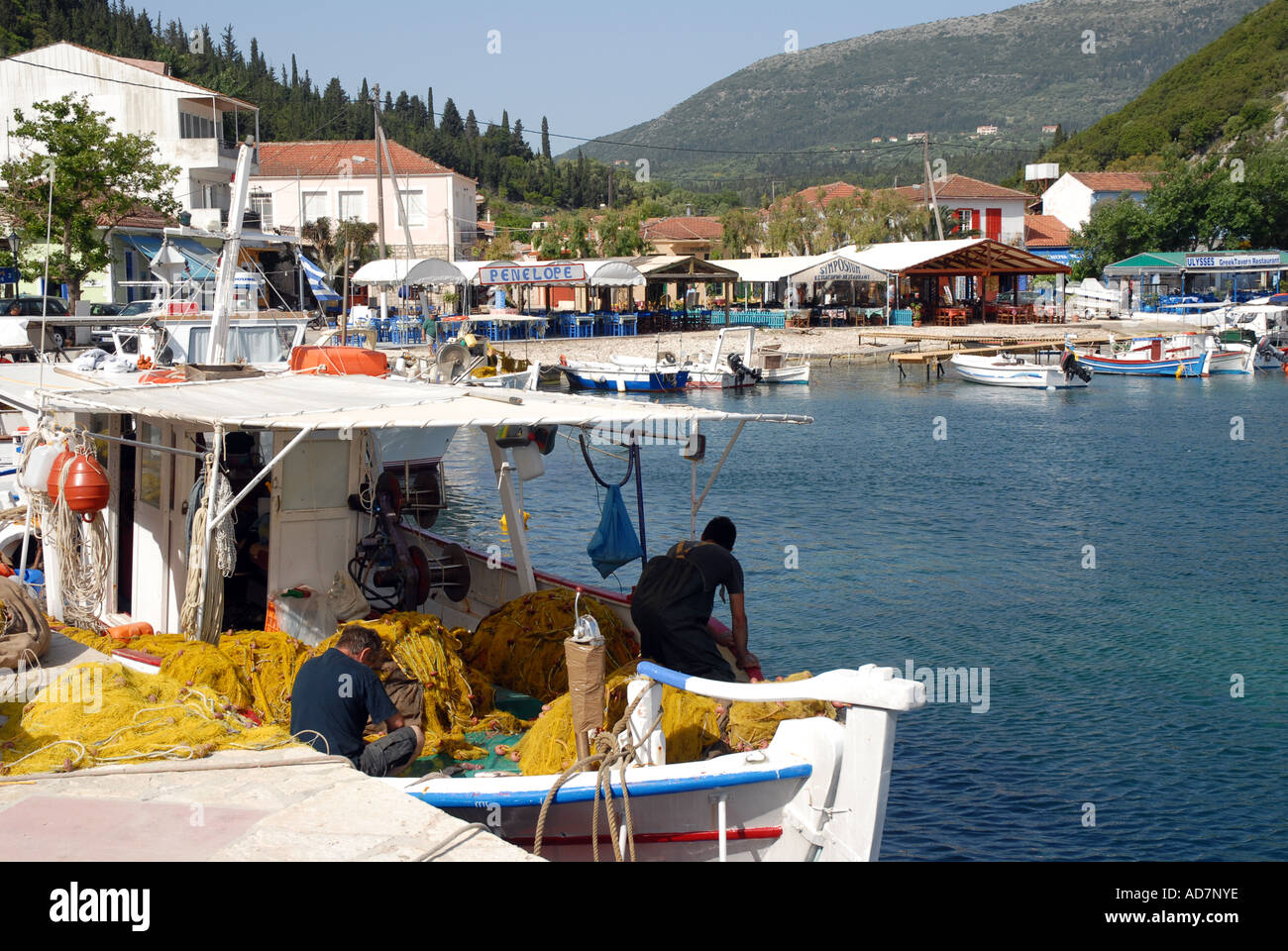 Fishing boats at Frikes, Ithaca, Greece Stock Photo - Alamy