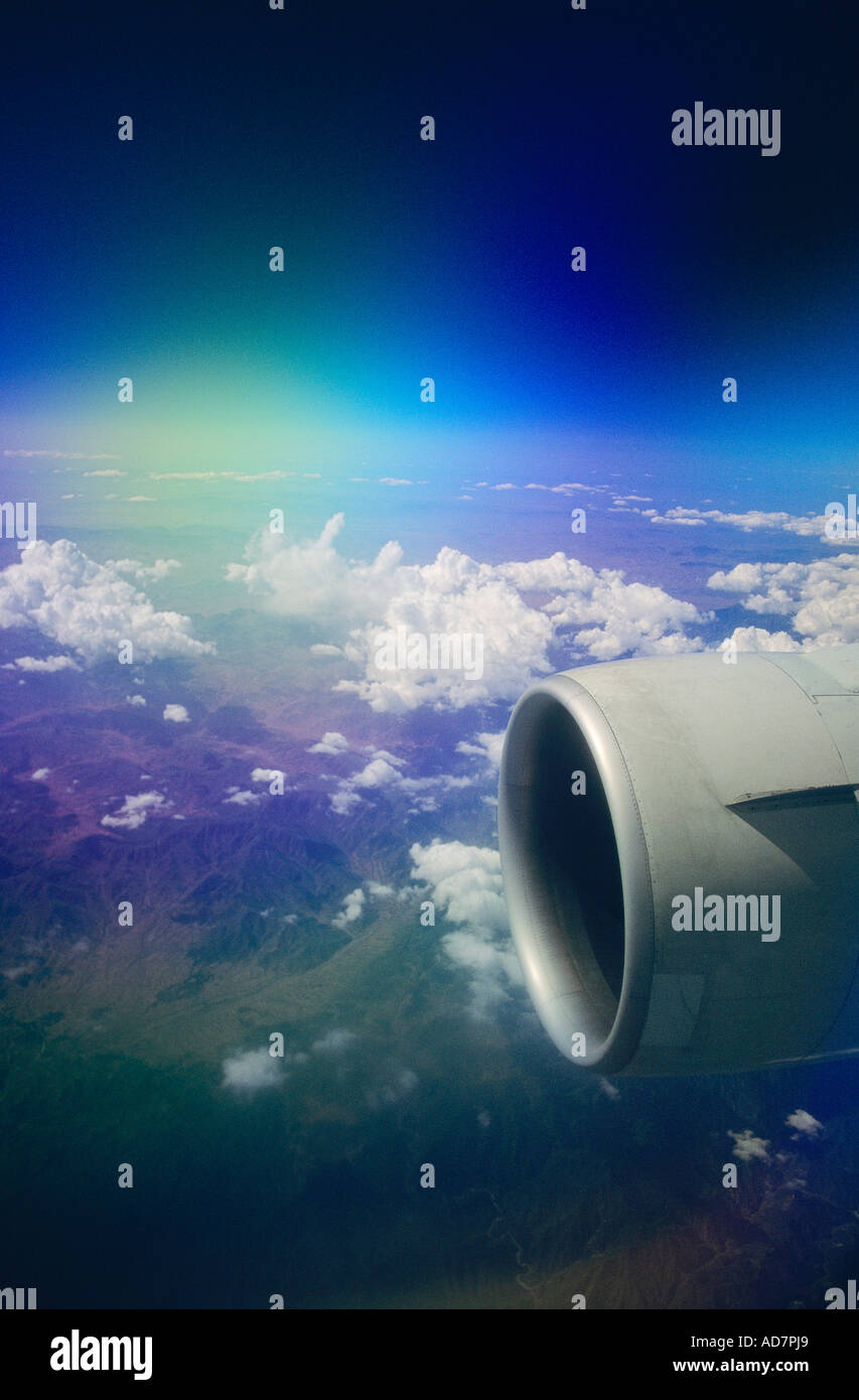 Jet engine of airplane in flight Stock Photo - Alamy