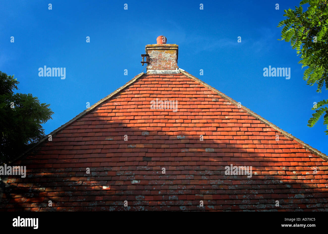 Rustic red tiles on cottage roof, South Downs, Sussex Stock Photo - Alamy