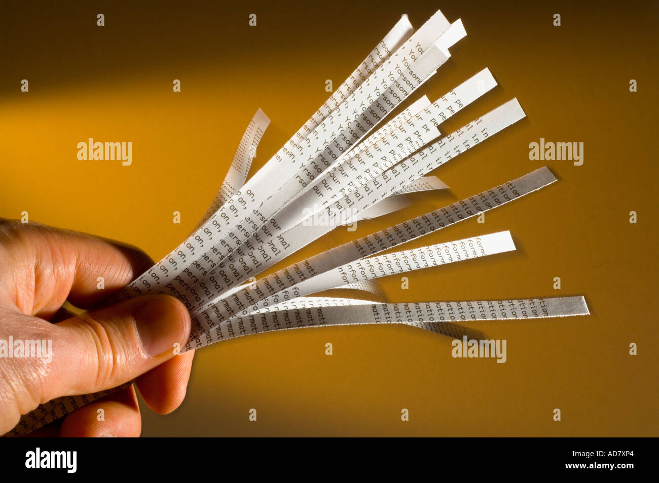 Hand holding shredded paper Stock Photo - Alamy