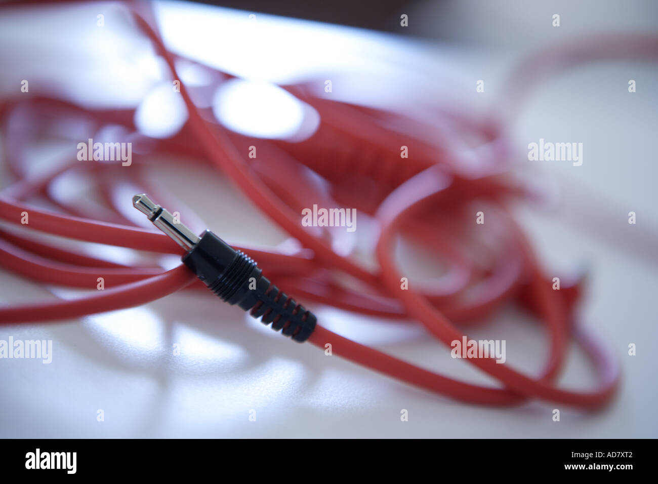 Red cable with jack plug Stock Photo - Alamy