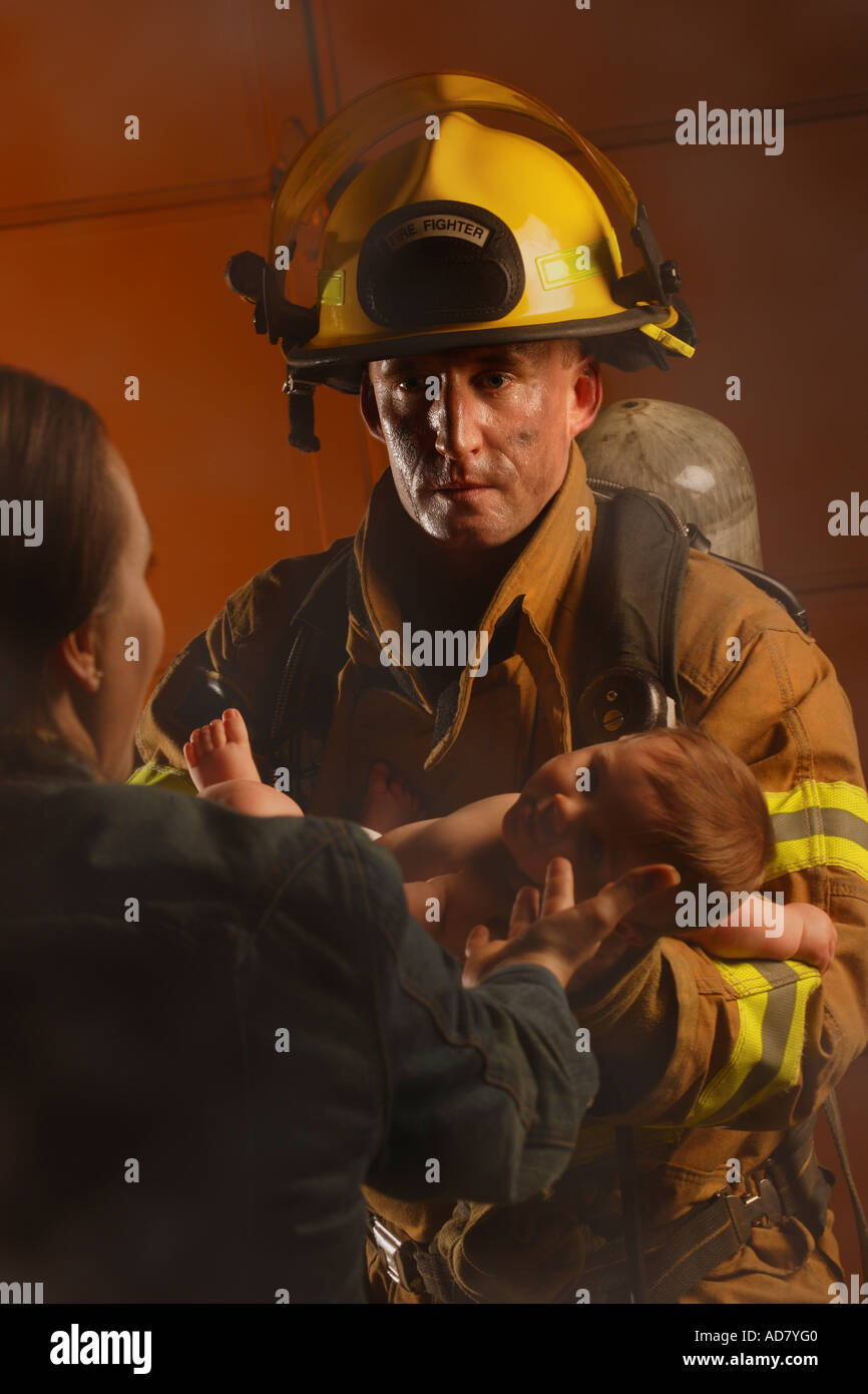 Fireman rescue baby hi-res stock photography and images - Alamy