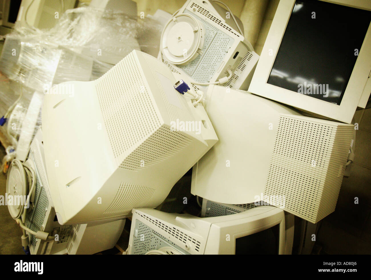 Old stacked computers Stock Photo - Alamy