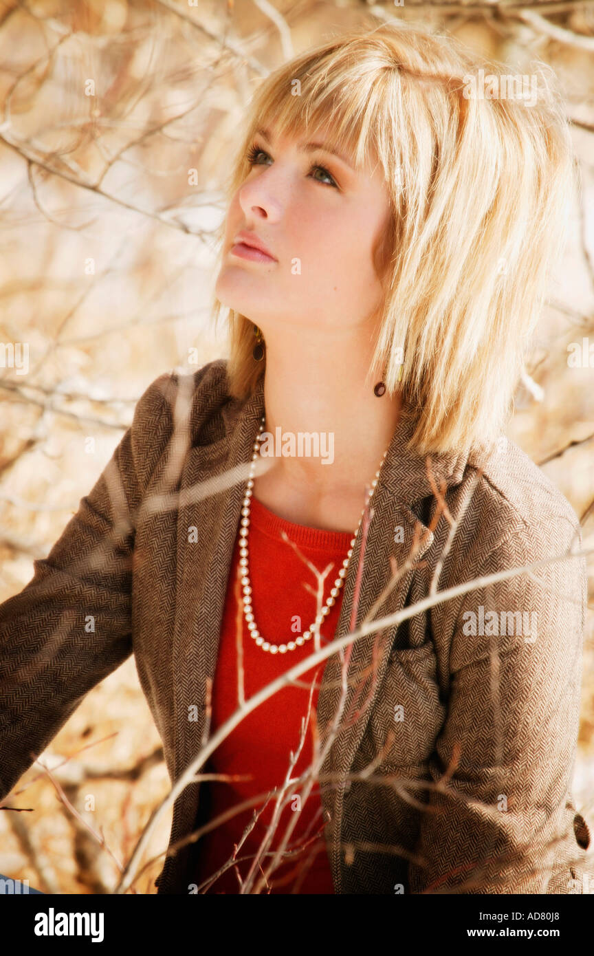 Woman gazing upward Stock Photo - Alamy