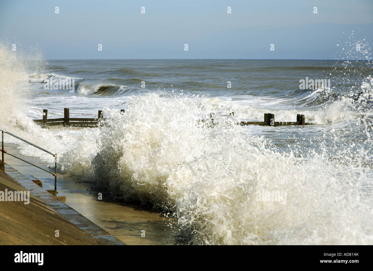 Waves Breaking Against Sea Wall High Resolution Stock Photography and ...