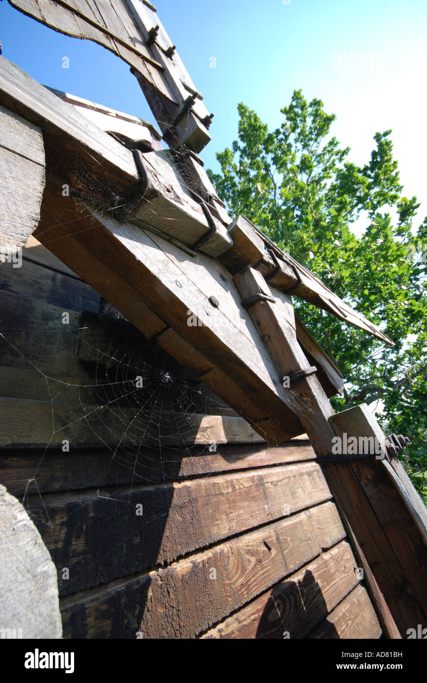 spiderwebbed windmill in farosund open air historical museum, gotland ...