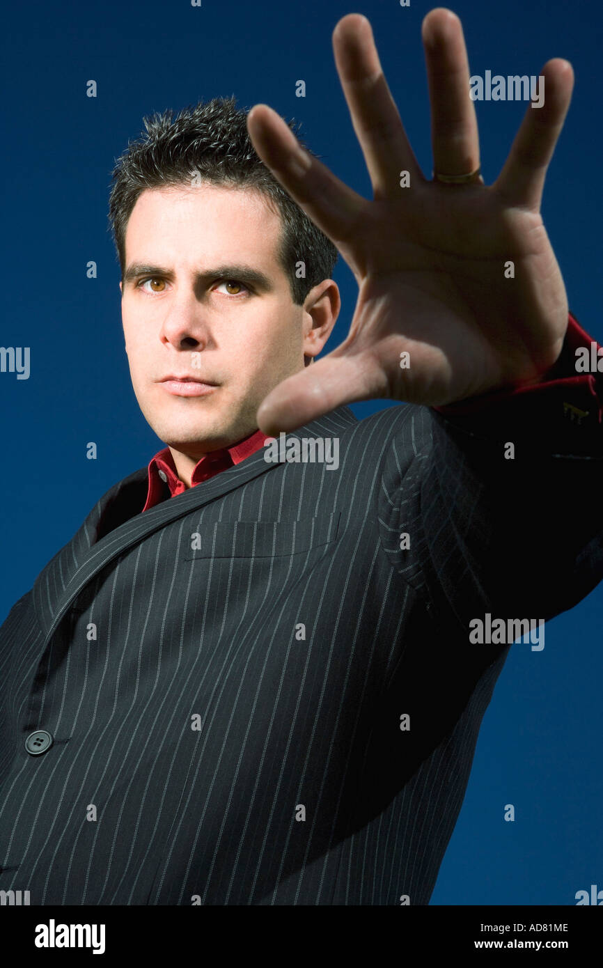 Man with open hand Stock Photo - Alamy