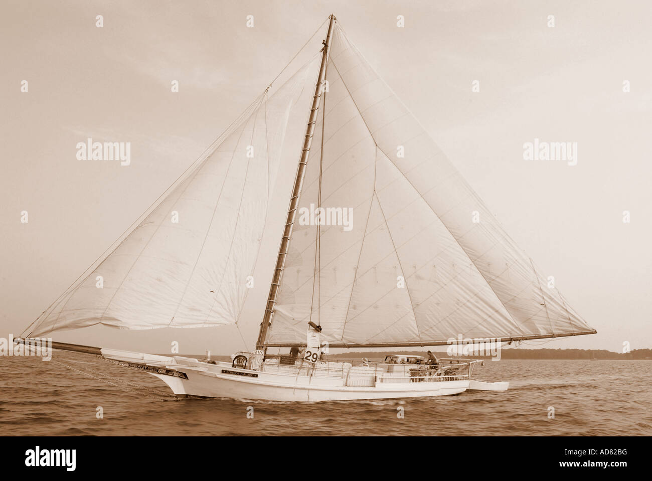 A classic antique skipjack sailboat on the Chesapeake Bay Stock Photo ...