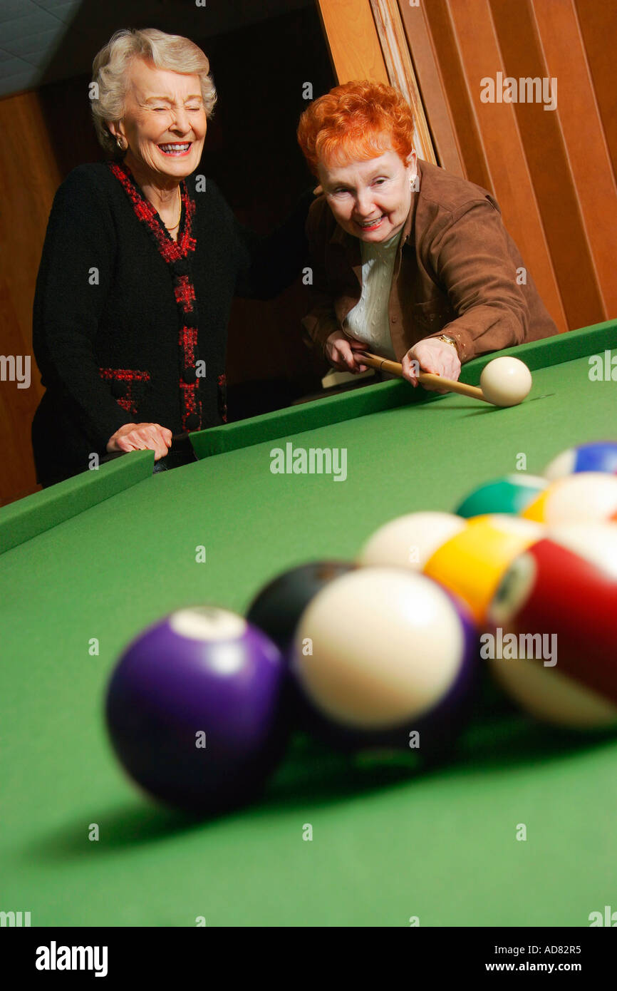 Seniors playing a pool game Stock Photo - Alamy
