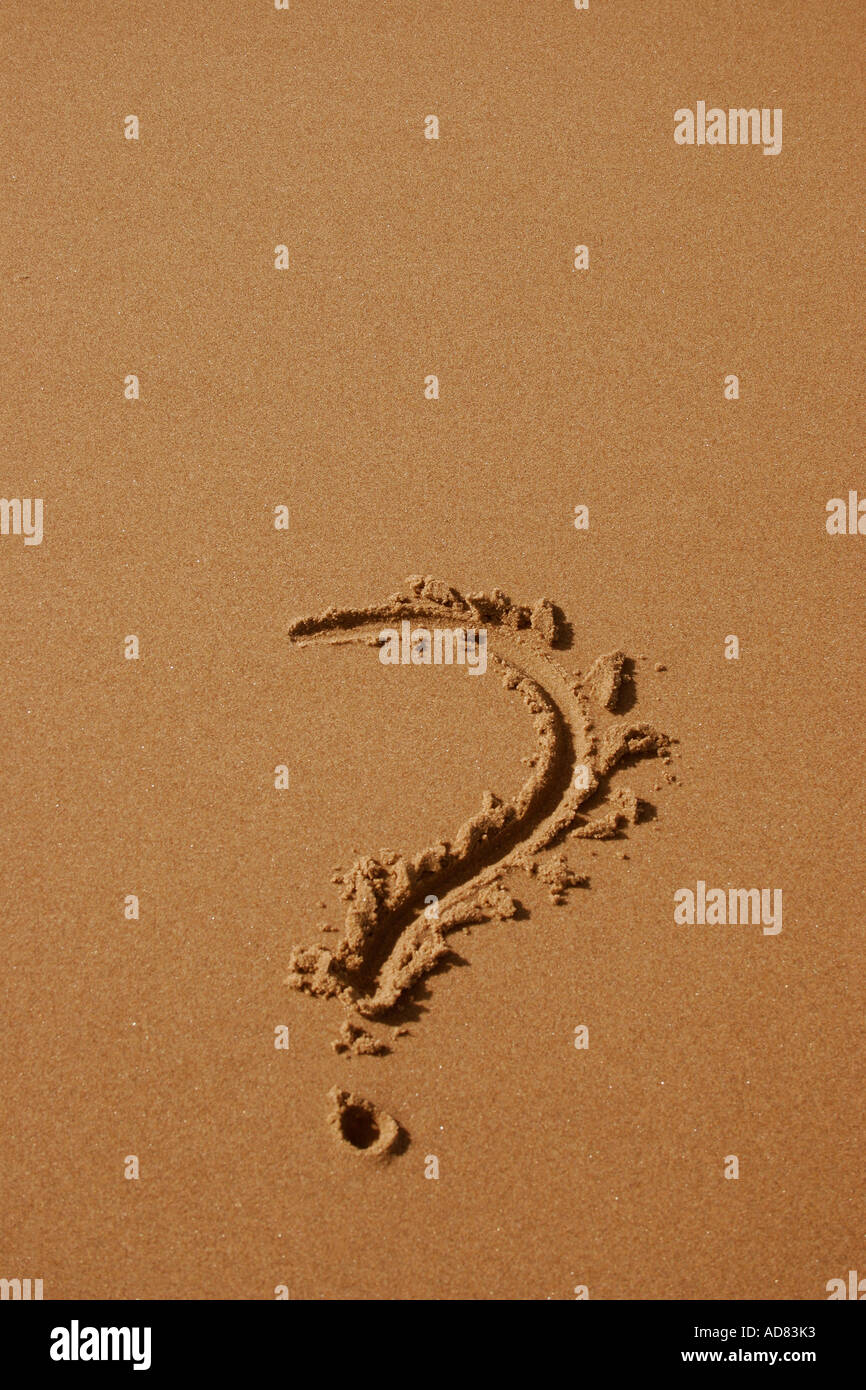 Question mark in sand hi-res stock photography and images - Alamy