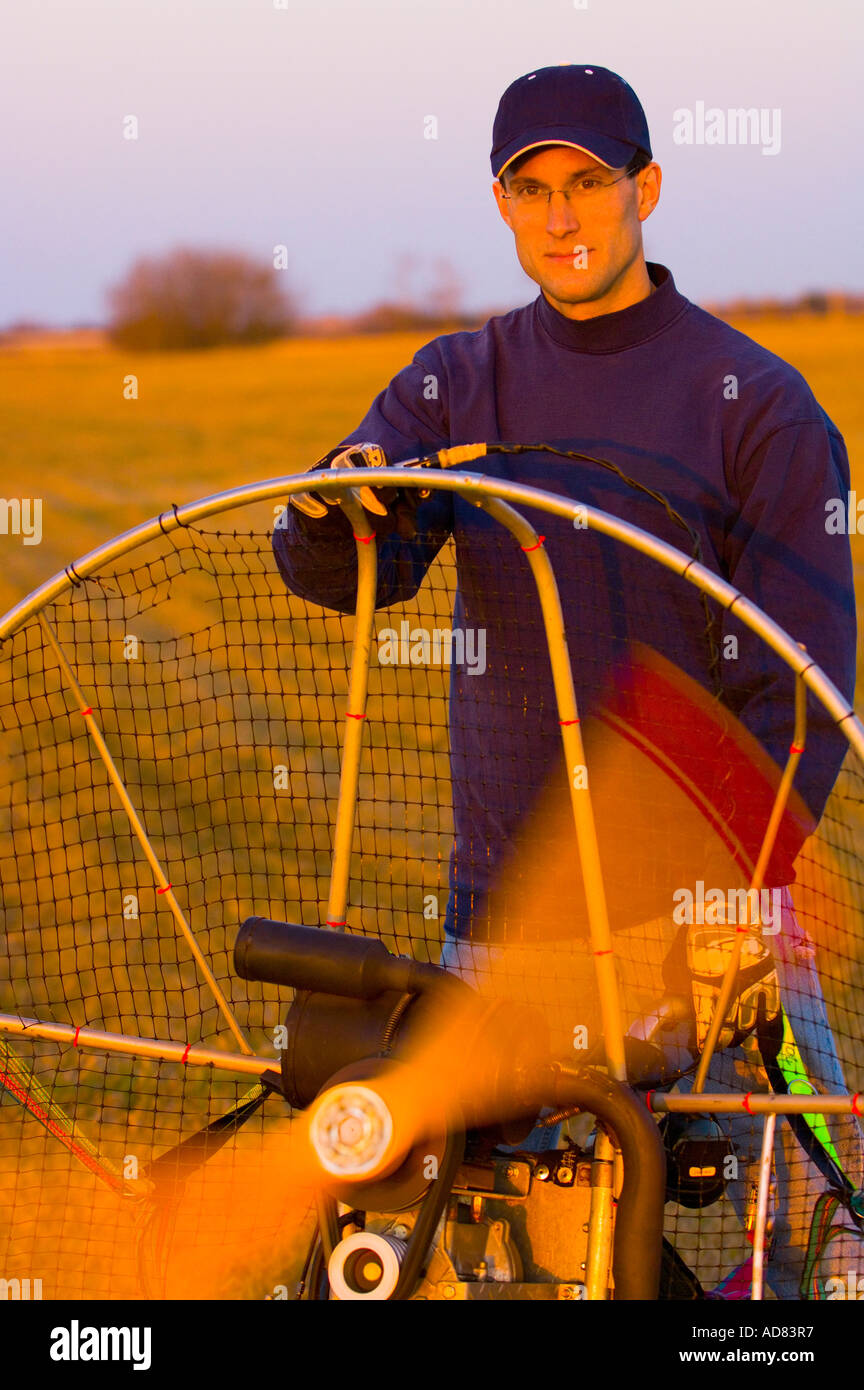 Powered paraglider engine Stock Photo - Alamy