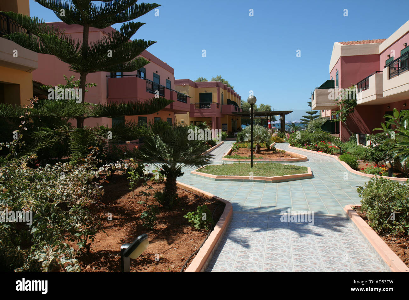 A hotel in Platanias Crete Greece Stock Photo - Alamy