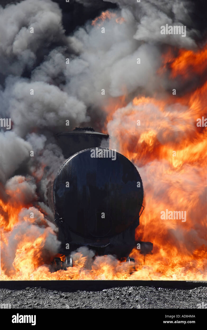 Locomotive on Fire Stock Photo - Alamy