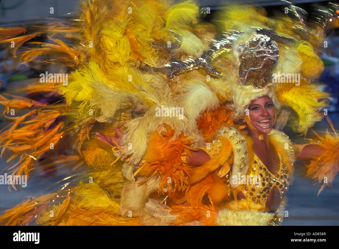 Samba Schools Parade Carnival Rio de Janeiro Brazil Yellow and orange ...