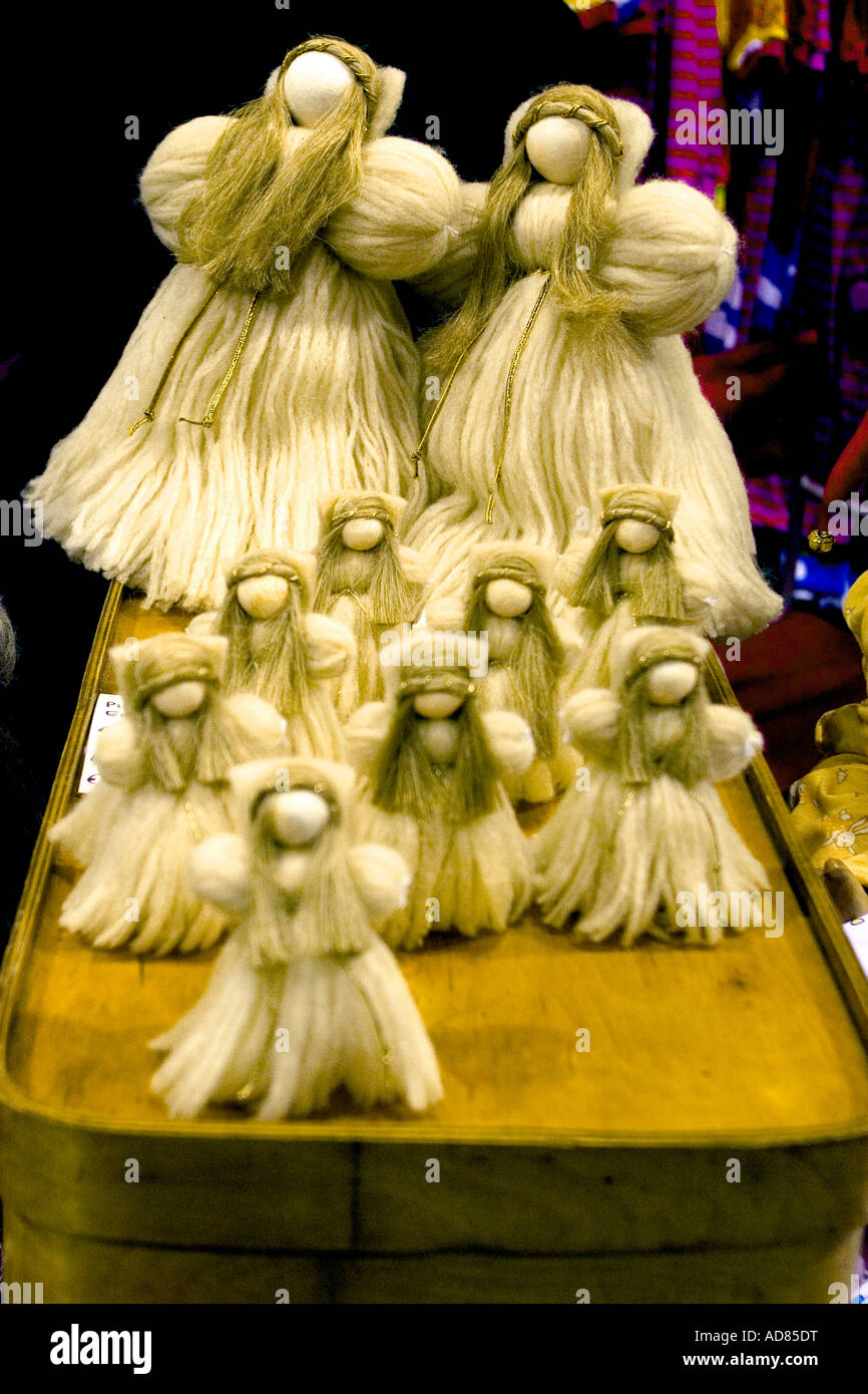 A gathering of handmade wool yarn and linen hair dolls Stock Photo - Alamy