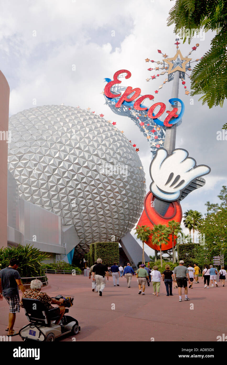 Guests leaving Epcot Center at Walt Disney World in Kissimmee Florida ...