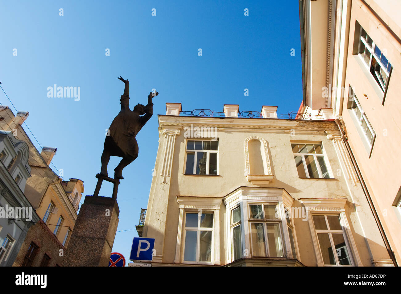 Lithuania Baltic States Vilnius Contemporary Statue surrounded by Old ...