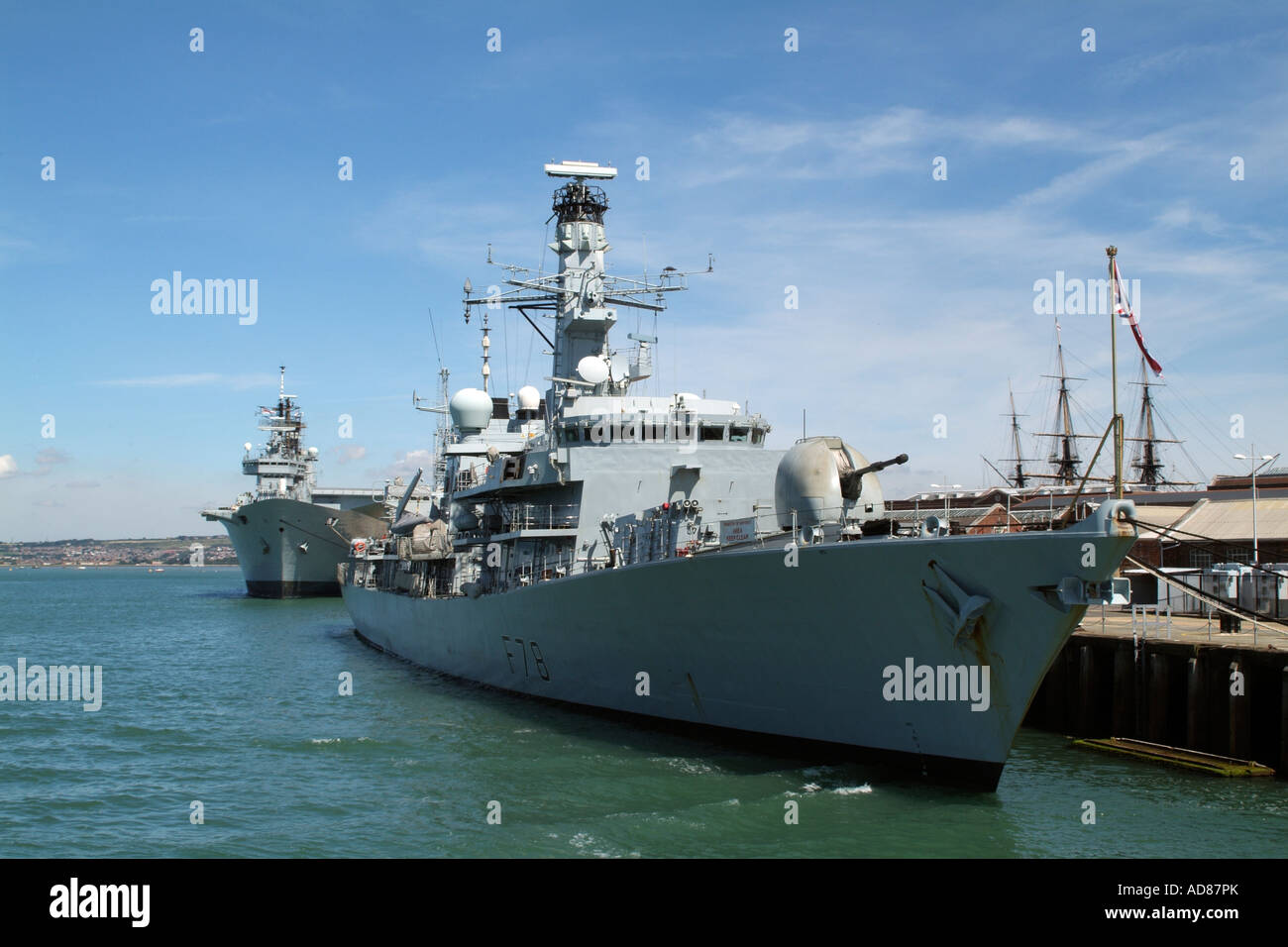 HMS Kent a Royal Navy frigate and HMS Ark Royal aircraft carrier ...