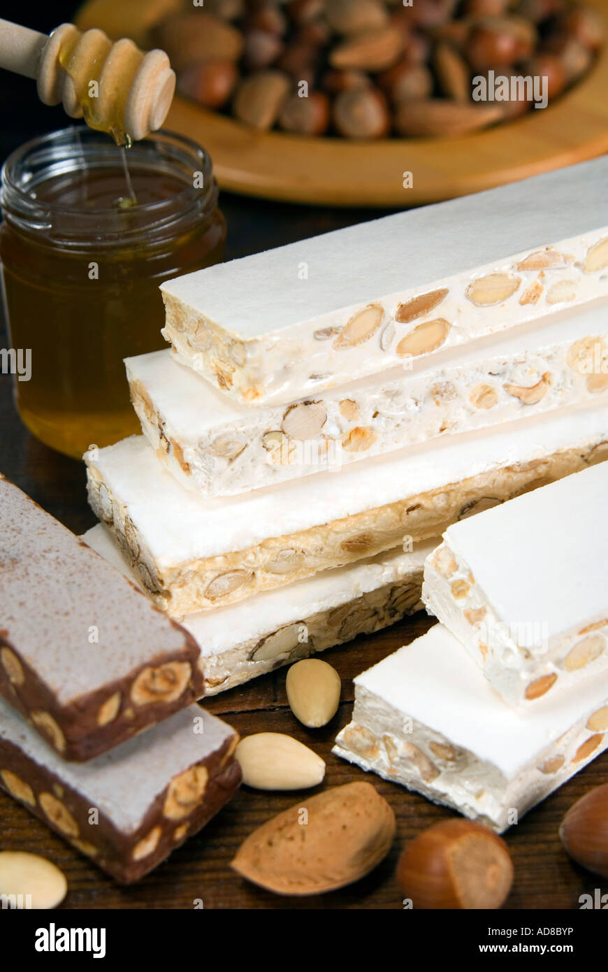 Torrone (Nougat made with honey and nuts Stock Photo - Alamy