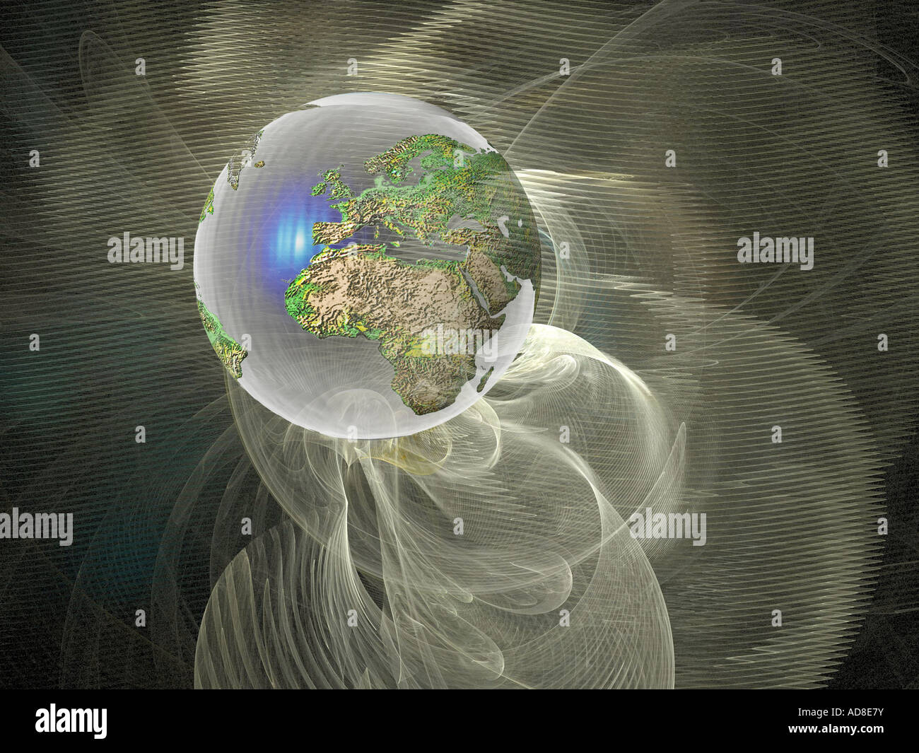 Fractal design superimposed on an image of the earth Stock Photo - Alamy