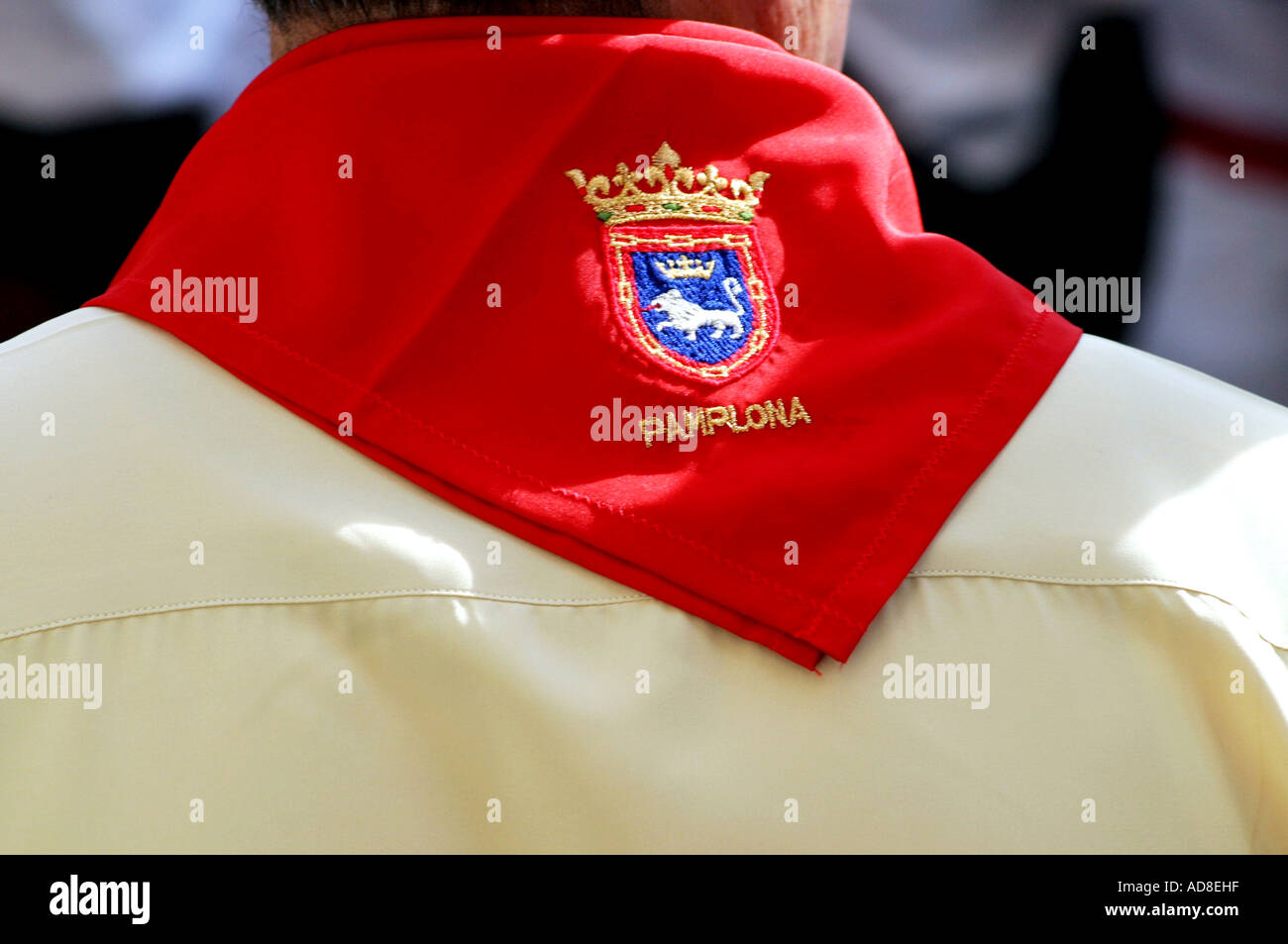 A red bandana in the crowd at the San Fermin Festival Pamplona Spain ...