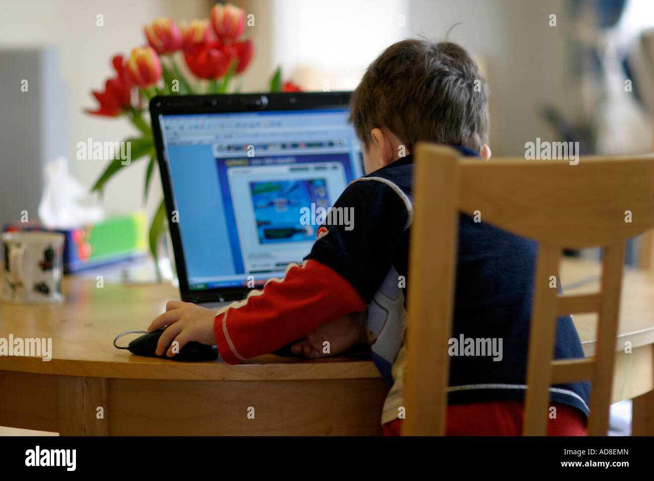 small boy using a portable computer Stock Photo - Alamy