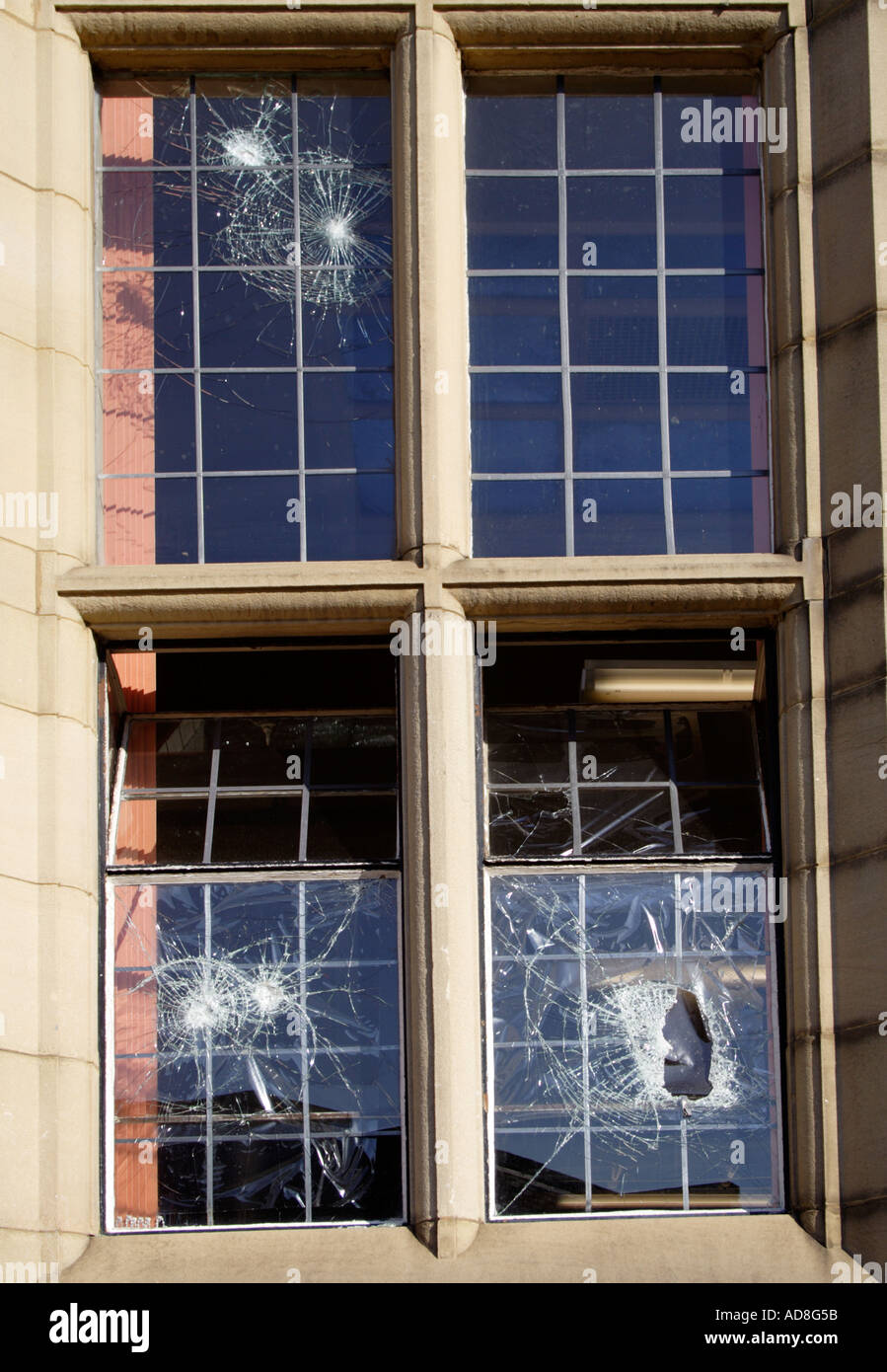 Vandals have smashed a window of a historic building Stock Photo - Alamy