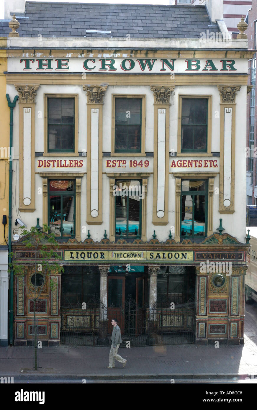 The front facade of the famous Belfast landmark of Crown Liquor Saloon ...
