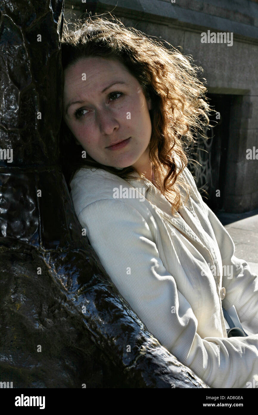 A young female student visiting Dublin from the west of Ireland taking ...